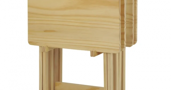 Basics Classic TV Dinner Rectangular Folding Tray Table with Storage ...
